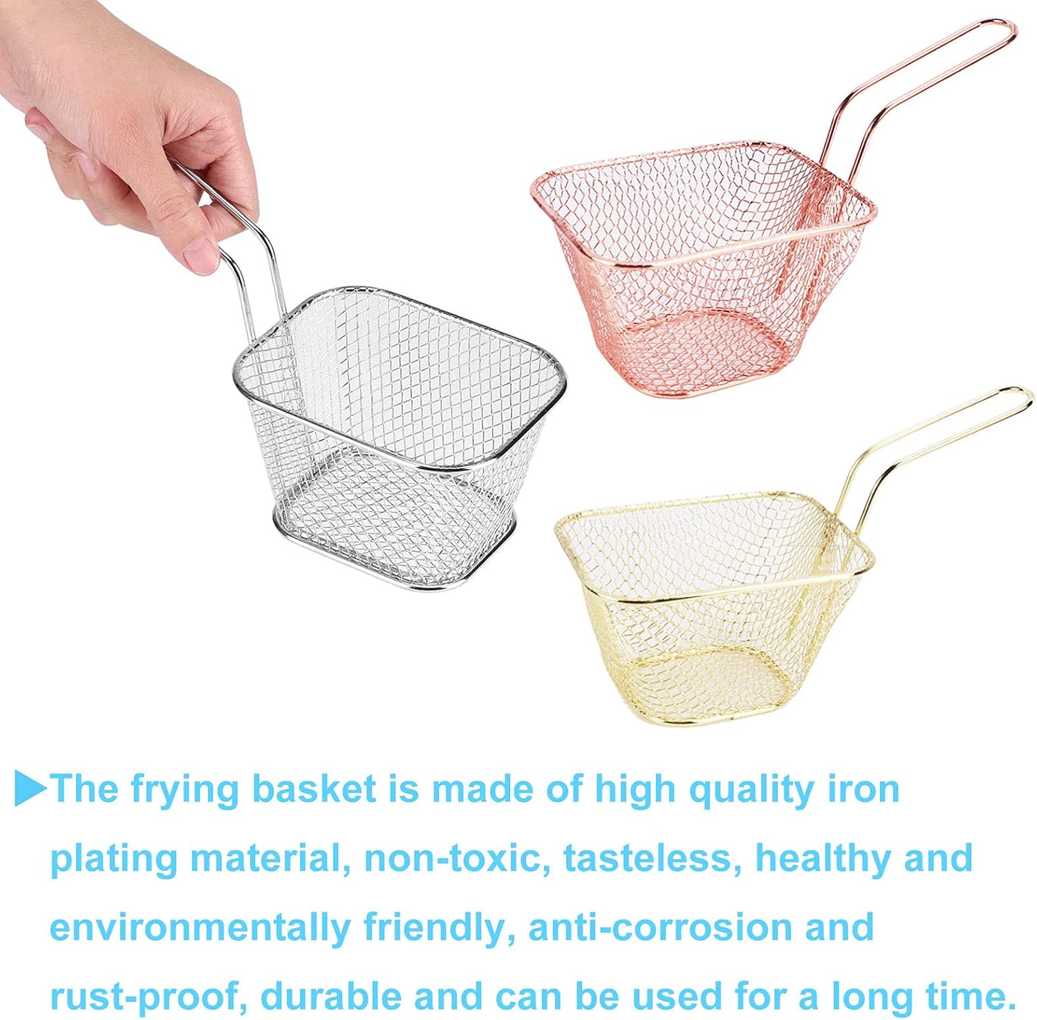 3 Pieces Mini Square Frying Basket Mini Fry Baskets Stainless Steel ...