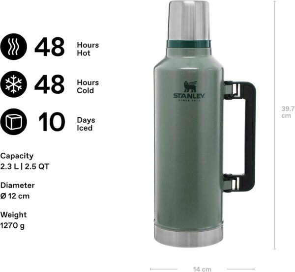 Stanley Classic Legendary Thermos Flask 2.3L - Keeps Hot or Cold For 45 ...