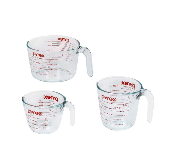 Pyrex Essentials (3-Pack) Glass Measuring Cups Set, (1, 2 & 4 Cup ...